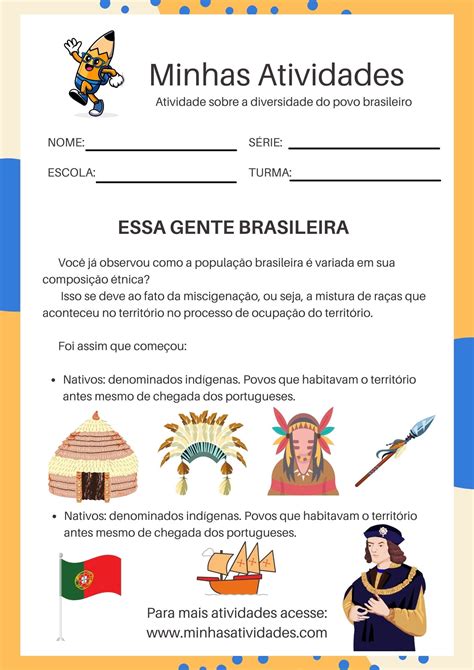Atividade Sobre A Diversidade Do Povo Brasileiro
