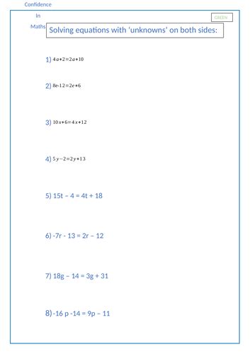 algebra solving linear equations teaching resources