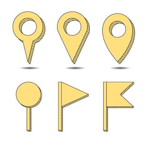 Conjunto de iconos de estilo de dibujos animados de ubicación de pin de