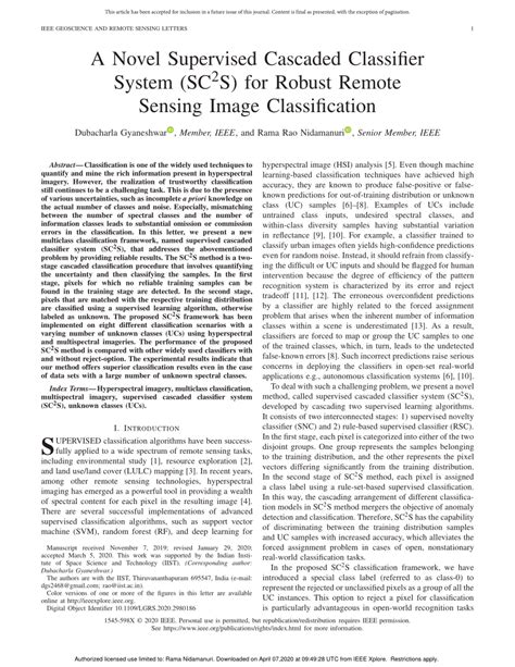 pdf a novel supervised cascaded classifier system sc²s for robust remote sensing image