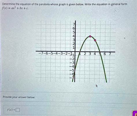 solved determine the equation of the parabola whose graph is given below write the equation in