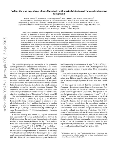 pdf probing the scale dependence of non gaussianity with spectral distortions of the cosmic
