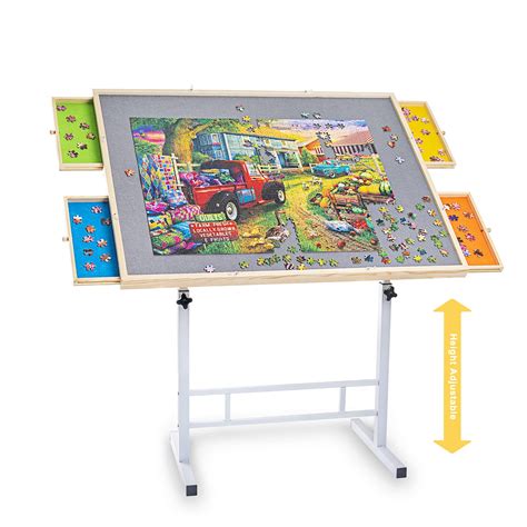 Adjustable Puzzle Table With Drawers And Legs For Up To Pcs