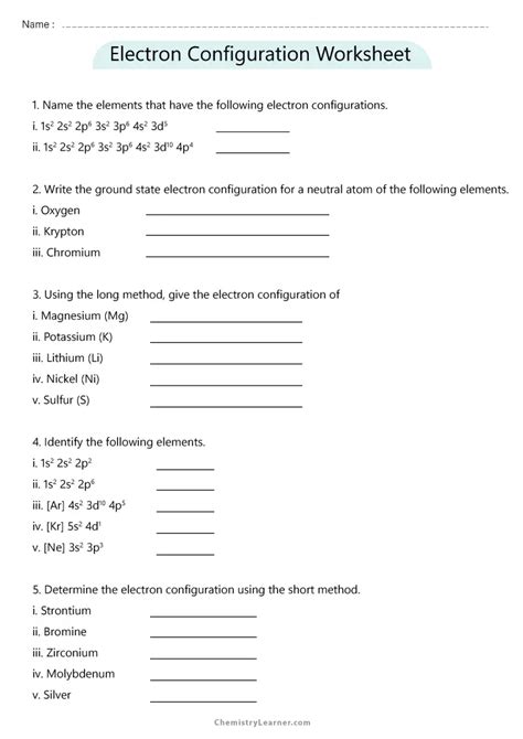 Free Printable Electron Configuration Worksheets Worksheets Library