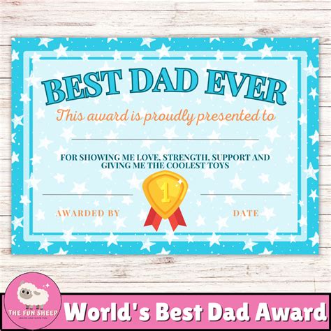 World S Best Dad Award Printable Father S Day Certificate