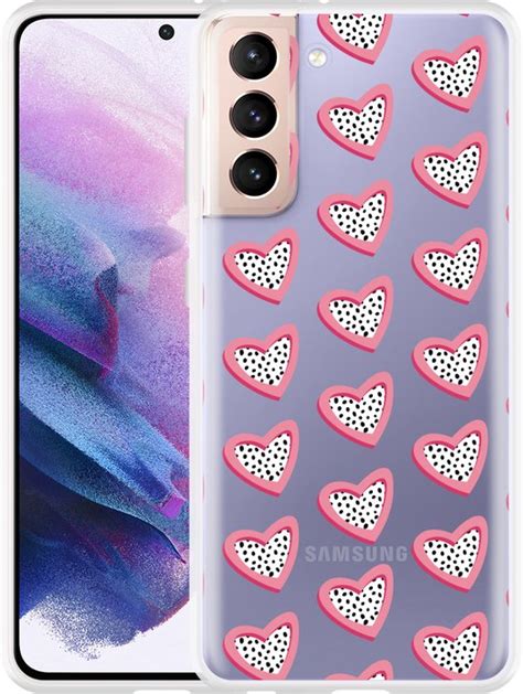Hoesje Geschikt Voor Samsung Galaxy S21 Hartjes Met Stippen Bol