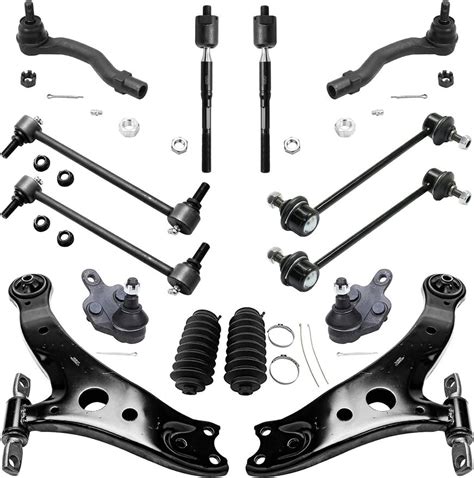 14pc Front Lower Control Arms Ball Joints Tie Rods Sway Bar Links