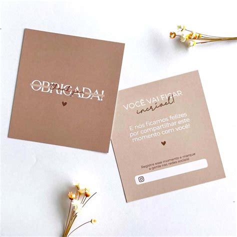 100 Cartões de Agradecimento ao Cliente Nude 8x9cm Elo7