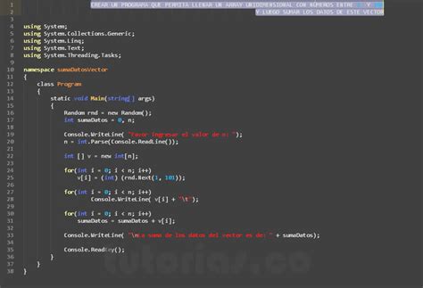 Arrays Visualstudio C Suma Datos Vector Tutorias Co