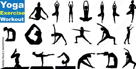 Yoga Poses Clip Art Silhouette Vector Collection Perfect For Yoga