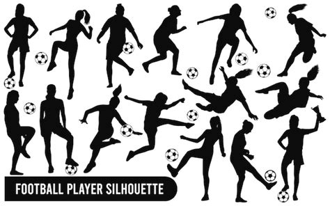 Vektor Vektor Sammlung von Frauen Fußball oder Fußball Silhouetten