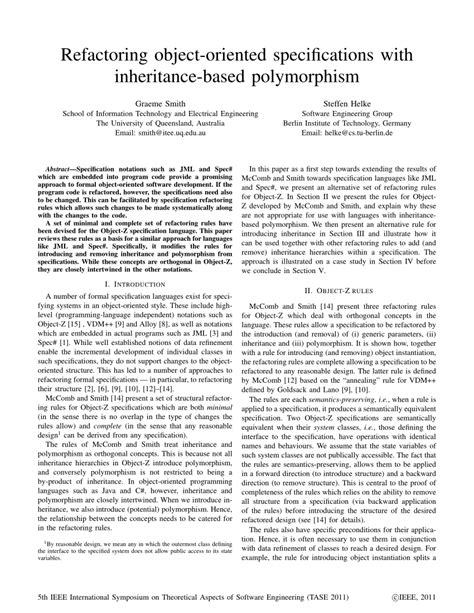 pdf refactoring object oriented specifications with inheritance based polymorphism