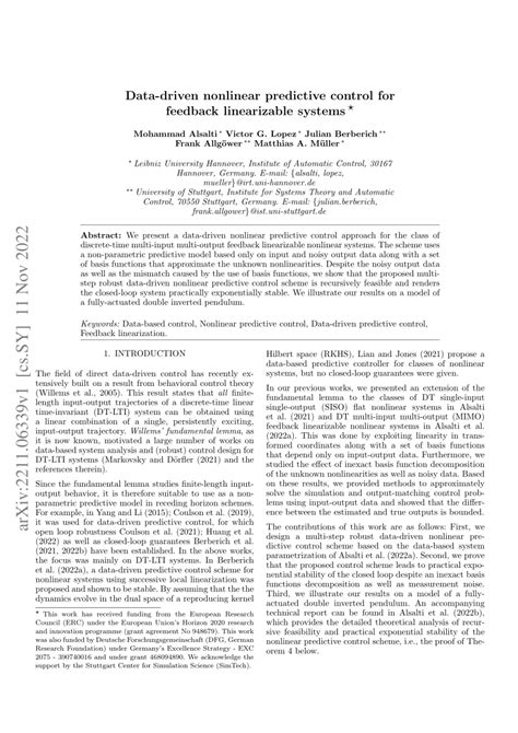 pdf data driven nonlinear predictive control for feedback linearizable systems