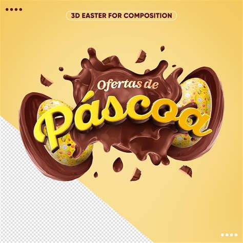 Logotipo 3D ofertas de Páscoa PSD Grátis