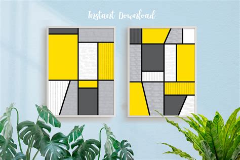 Geometrische Wandkunst SET Von 2 Geometrische Abstrakte Etsy