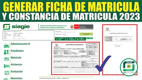 Siagie Cómo GENERAR e IMPRIMIR DE FICHA DE MATRICULA y o CONSTANCIA