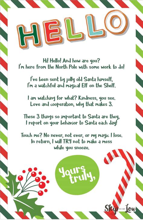 Free Elf On The Shelf Letter Printable Arrival Goodbye Off