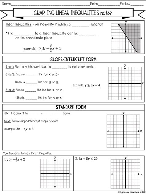 Linear Inequalities Notes And Worksheets Lindsay Bowden