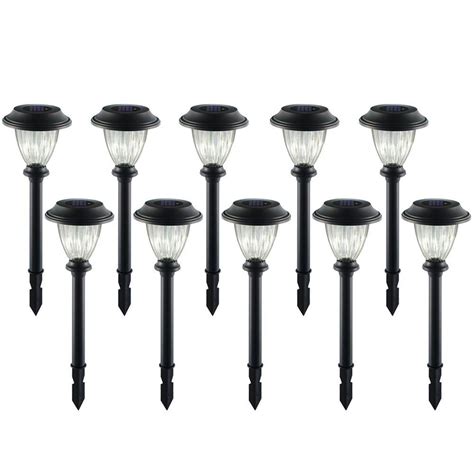 Hampton Bay Plastic Solar LED Black Path Light 10 Pack 27600 The