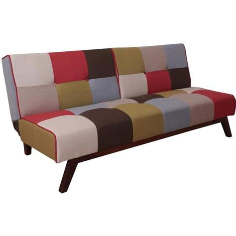 Canapé convertible 3 places en tissu multicolore DMORA Patchwork