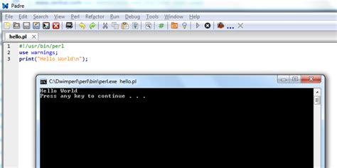 developing the perl hello world program
