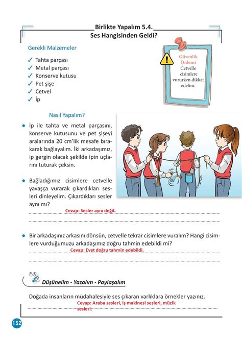 3 Sınıf Fen Bilimleri Meb Yayınları Sayfa 152 Cevapları