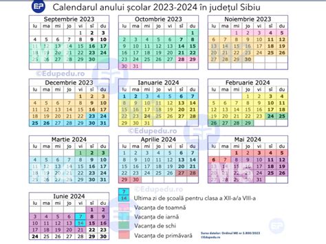 C Nd Sunt Vacan Ele Colare Calendarul Anului Colar Sibiu