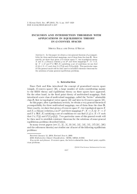 pdf inclusion and intersection theorems with applications in equilibrium theory in g convex
