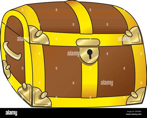 Vector Cartoon Illustration Of Closed Treasure Brown Pirate Chest