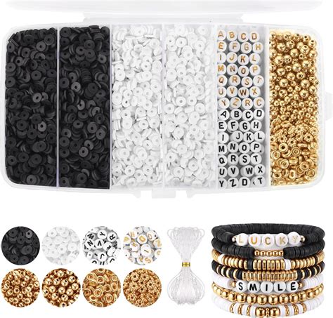 Funtopia Perles Pour Bracelets Kit De Perles Plates En Argile De 6 Mm