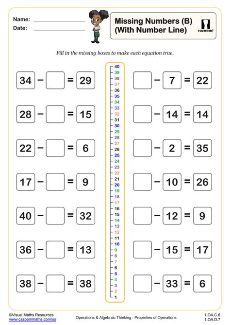 Missing Numbers A With A Number Line Fun And Engaging St Grade