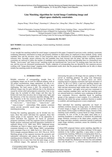 pdf line matching algorithm for aerial image combining image and object space similarity