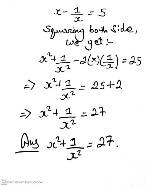 given x 1 x 5 find the value of x2 1 x2 maths polynomials 14927413