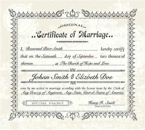 Certificat De Mariage Vectoriel Vintage Image Vectorielle Par