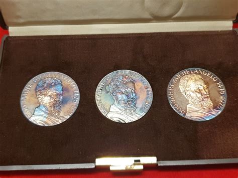 3 Silber Gedenkmedaillen 500 Jahre Michelangelo 1475 1975 EBay