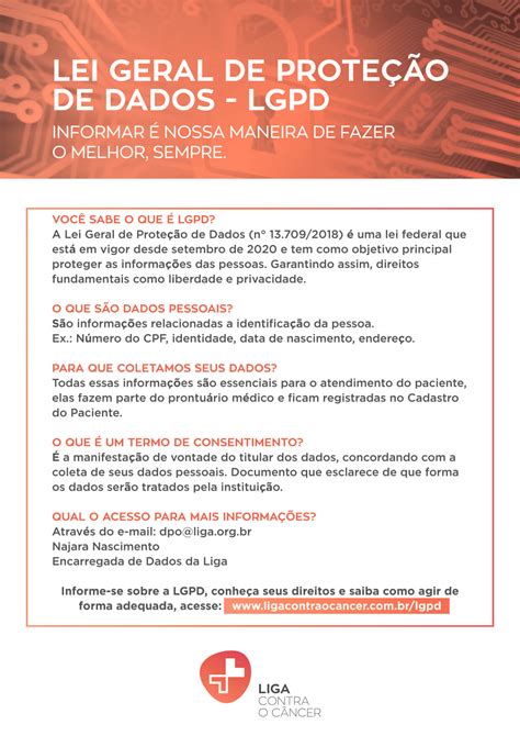 LGPD Lei Geral de Proteção de Dados Liga Contra o Câncer