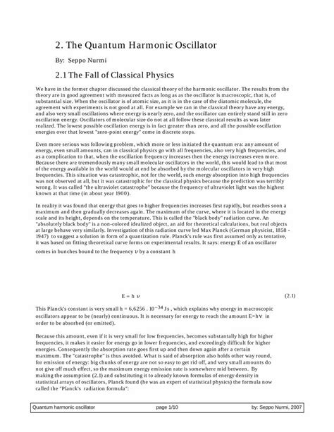 PDF 2 The Quantum Harmonic Oscillator Kosmiska Se For Example We