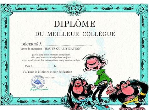 Karta dyplomowa Gaston Lagaffe najlepszy przyjaciel praca małp