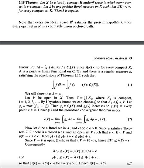 Real Analysis Rudin S RCA Theorem 2 18 Mathematics Stack Exchange