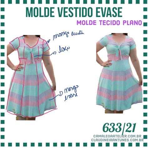Molde Vestido Evasê 633 21 CAMALEOA ATELIER DE COSTURA