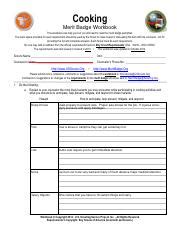Cooking Merit Badge Worksheet Pdf Cooking Merit Badge Workbook
