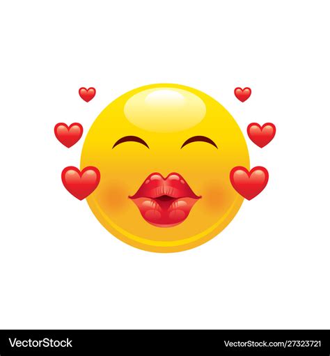 Heart Emoji Icon D Face Smile For Love Chat Vector Image