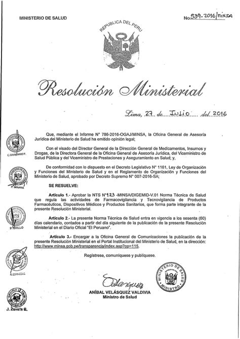 Rm 539 2016 Minsa Norma Tecnica Farmacovigilancia 1 PDF