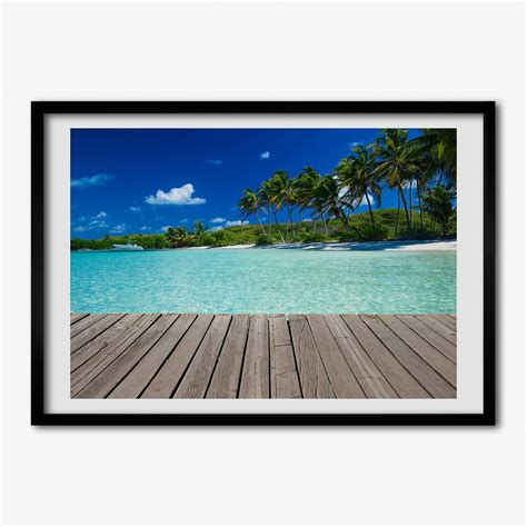 Obraz z ramką do salonu TULUP Tropikalna plaża 70x50 cm cm Tulup