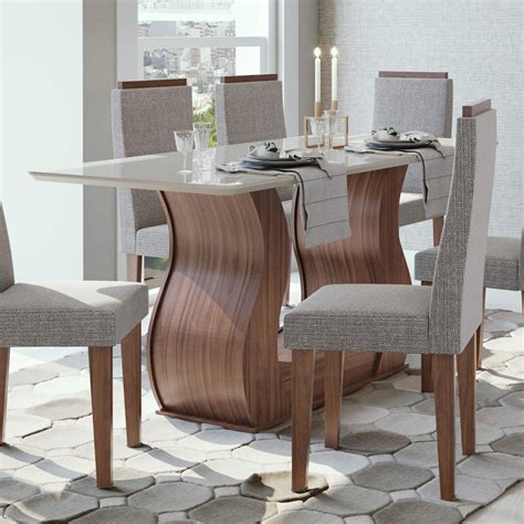 Mesa De Jantar Lugares Tampo De Vidro Dafne Plus M Veis Lopas