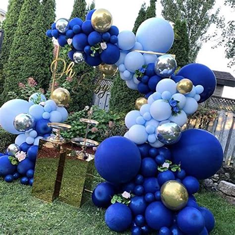 Ballonnenboog Blauw Volledig Pakket Met 144 Blauwe Gouden Ballonnen