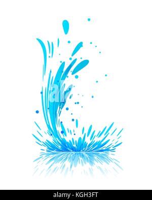 Water Drops And Blue Splashes Isolated On White Vector Set