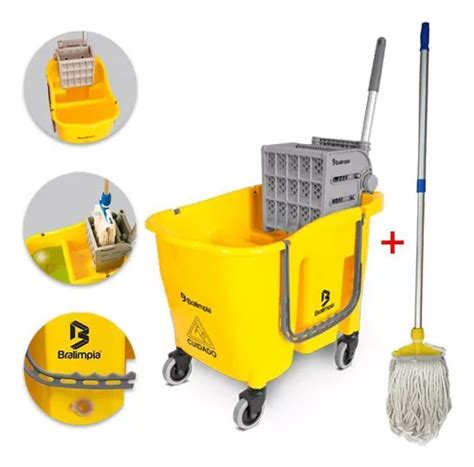 Balde Mop Espremedor Dobl Flex L Cabo Esfreg O Bralimpia Mercadolivre