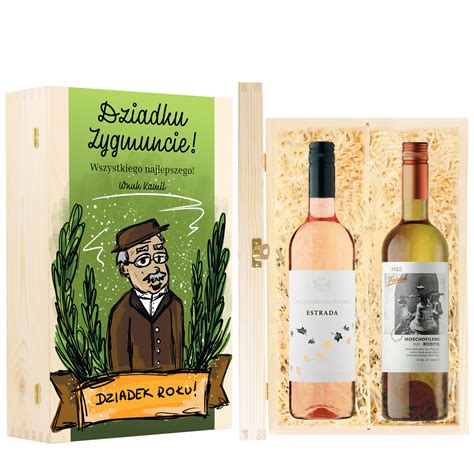 Prezent Dla Dziadka Skrzynka Pude Ko Na Wino W Dk Alkohol Prezent