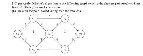 solved 1 [10] a apply dijkstra s algorithm to the